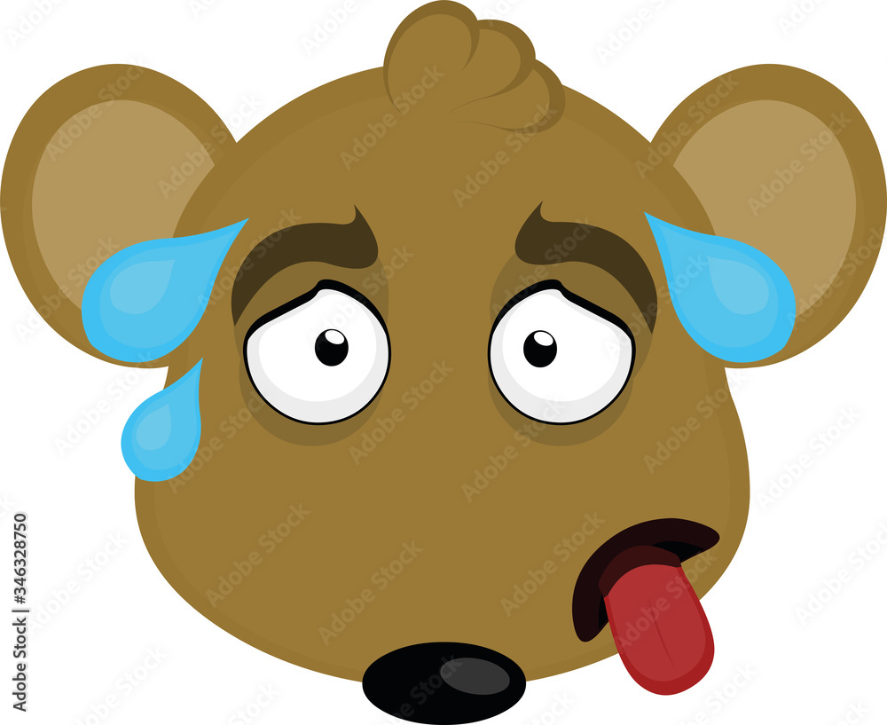 Vector illustration of the face of a tired cartoon mouse Stock Vector ...