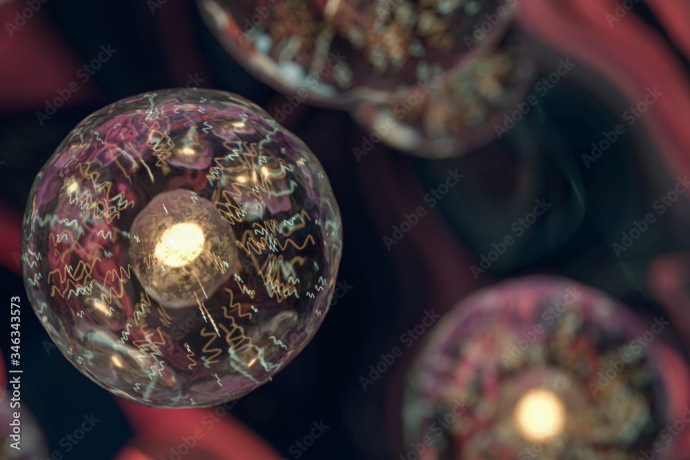 Transparent cells in the blood, 3d rendering. Stock Illustration ...