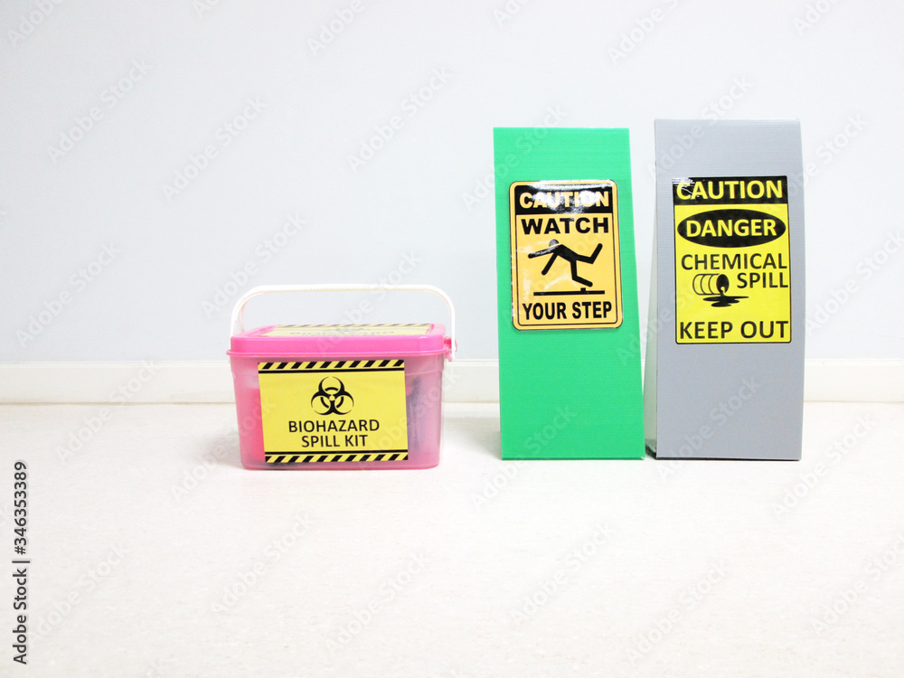 The Biohazard Spill Kit boxes with Warning danger caution Biohazard tag ...