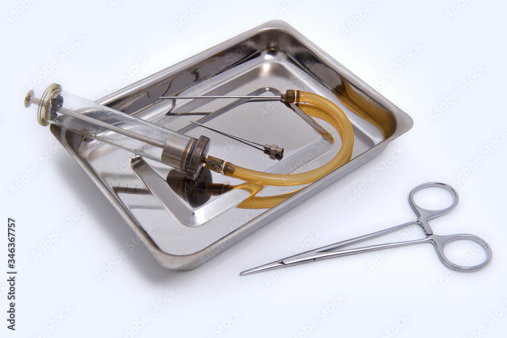 Set for Pleural Drainage. Pleural puncture. Puncture of the pleural ...