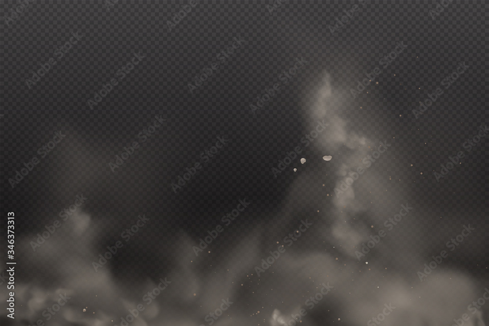 3d Yellow and Browon Dust on Vector Dark Transparent Background. Dust ...