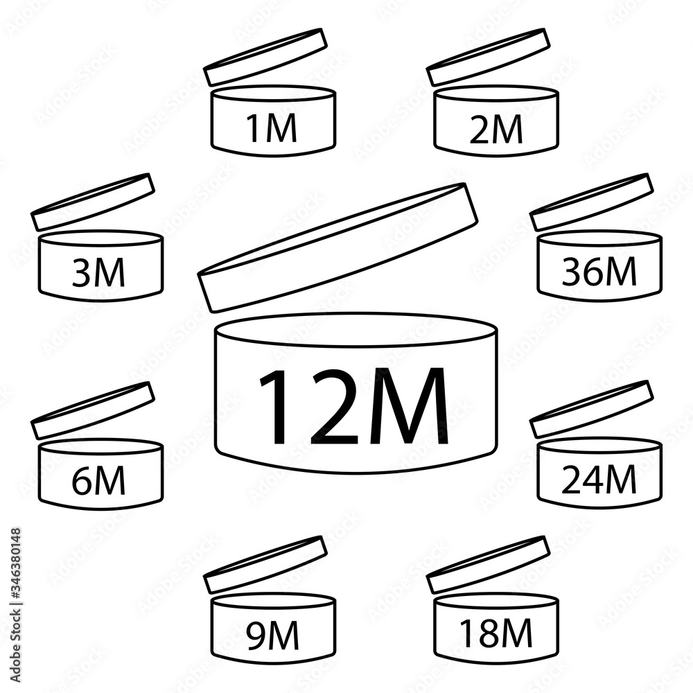 Set of black and white expiration date icons. Images of expiration date ...