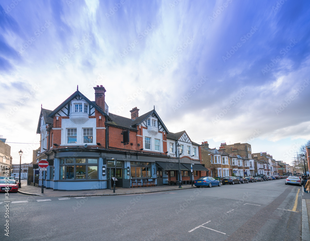 Old English buildings classic architecture in Greenwich, London ...