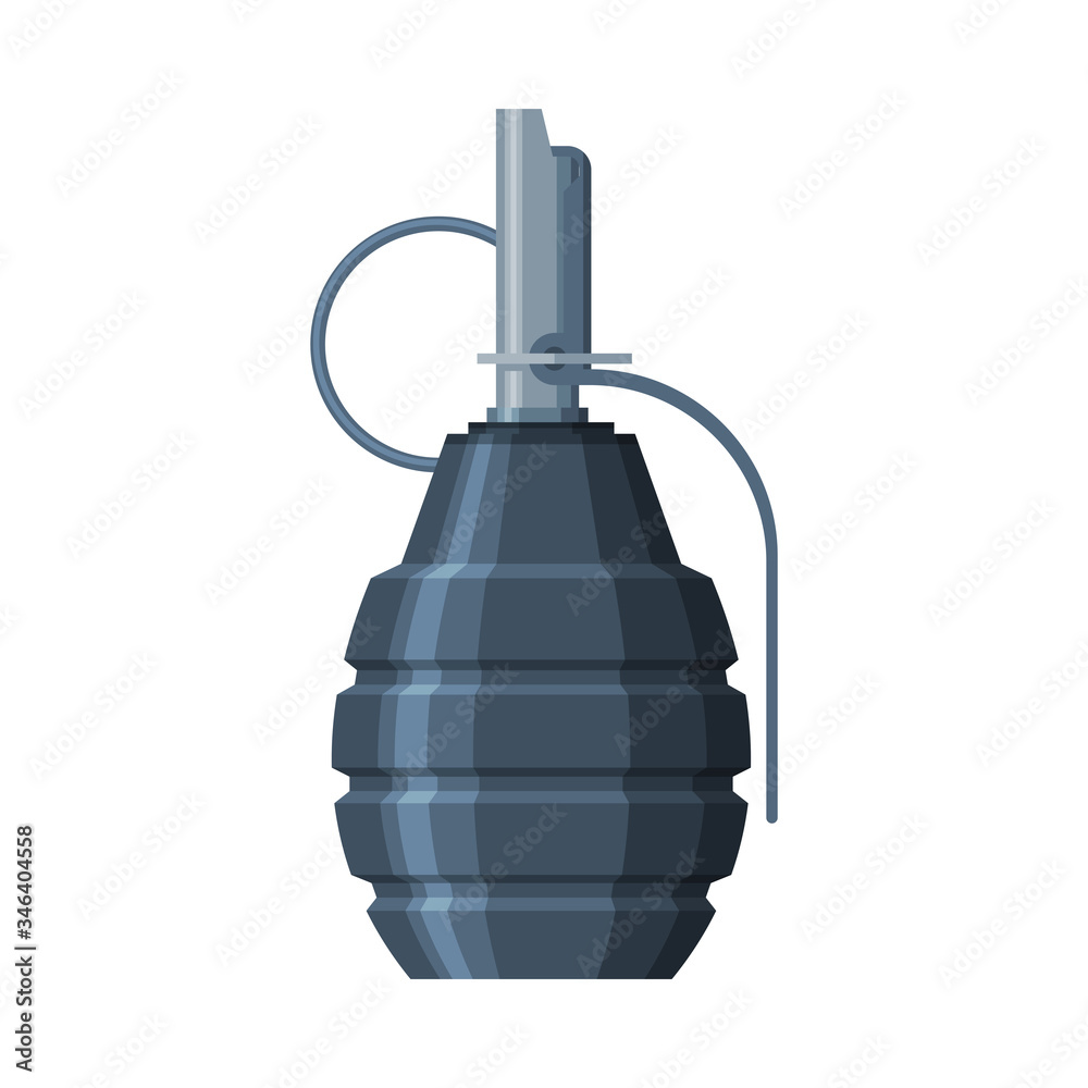 Combat Lemon Shaped Hand Grenade, Vintage Military Army Weapon Flat ...