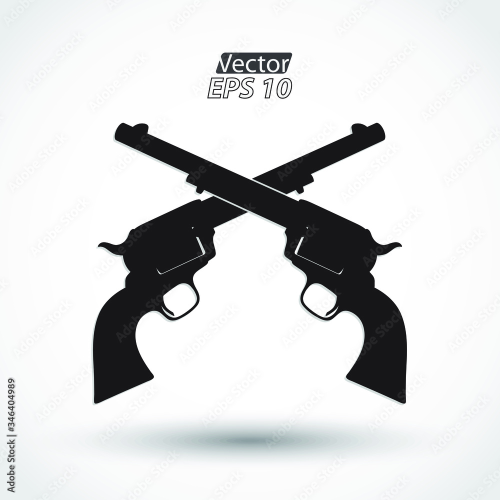 crossed silhouette revolvers / hand guns symbol Stock Vector | Adobe Stock