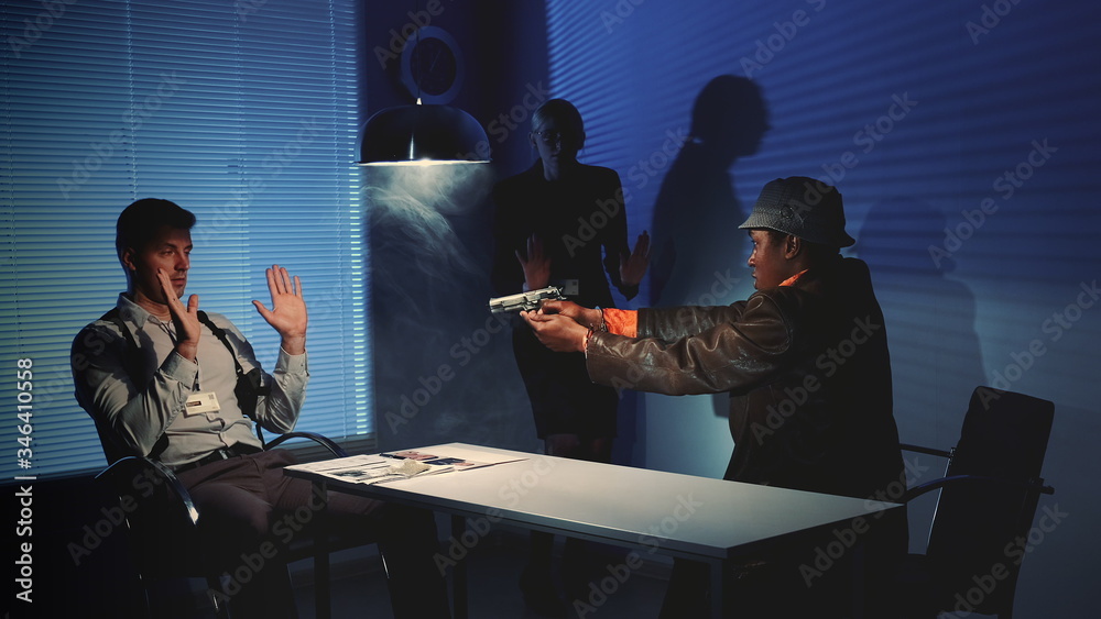 Multiracial offender grabbing the gun and threatening to harm ...