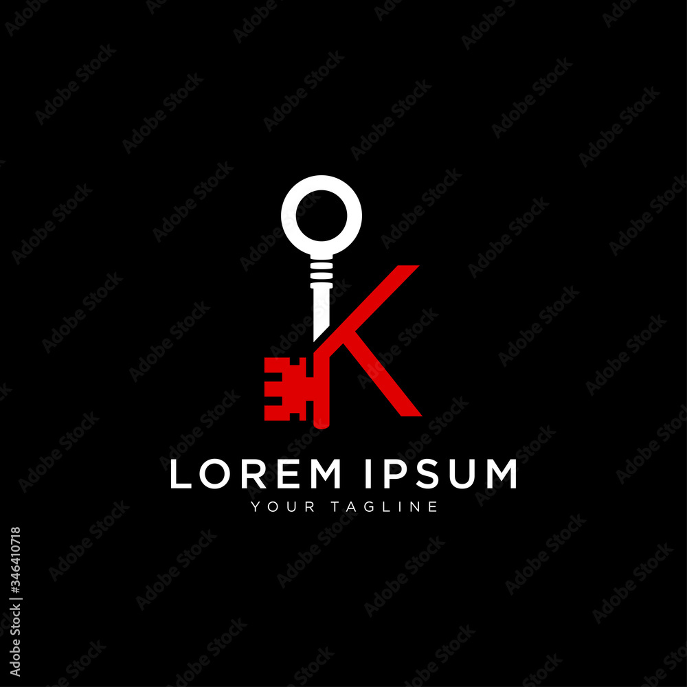 Initial letter K Key logo Concept, Key with Letter K, Vector Logo ...
