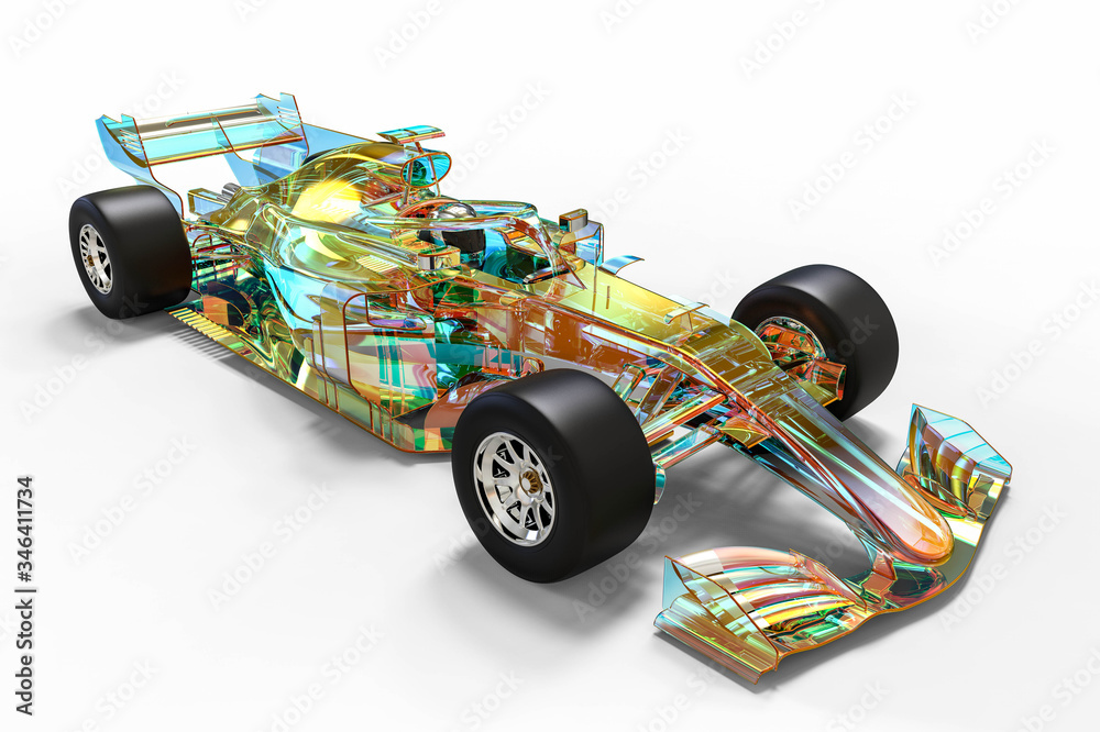 3D render image representing an x-ray of a race car Stock Illustration ...