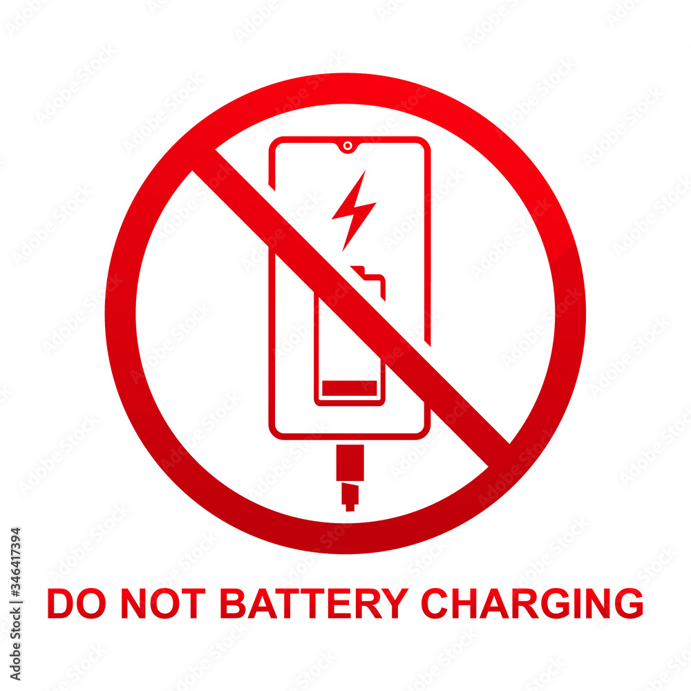 Do not battery charging sign isolated on white background vector ...