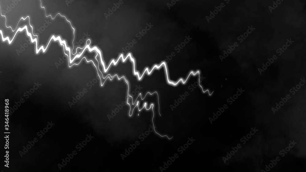 Abstract realistic nature lightning thunder background . Bright curved ...