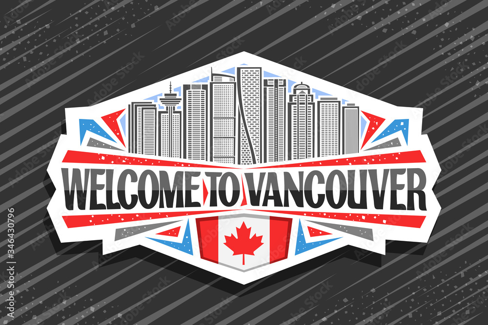 Vector logo for Vancouver, white decorative label with line ...