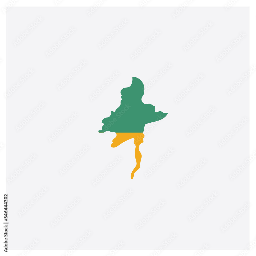 Myanmar map concept 2 colored icon. Isolated orange and green Myanmar ...
