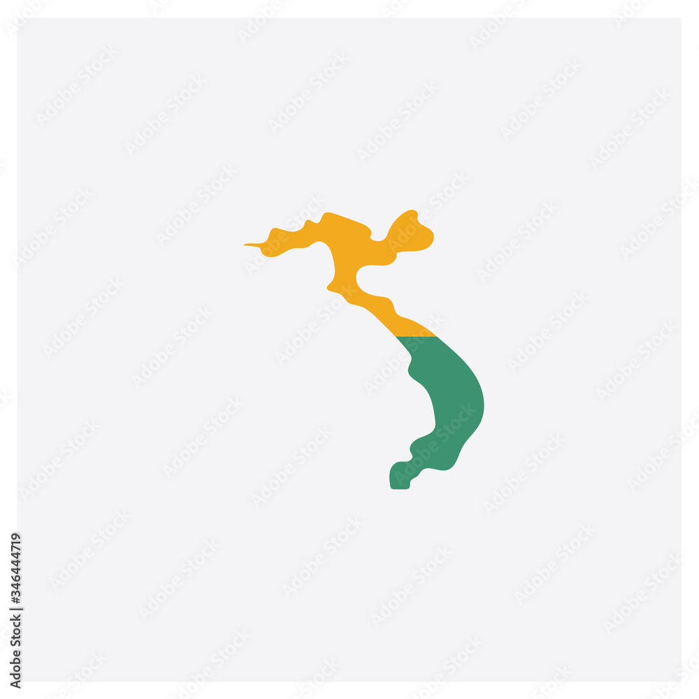 Vietnam map concept 2 colored icon. Isolated orange and green Vietnam ...