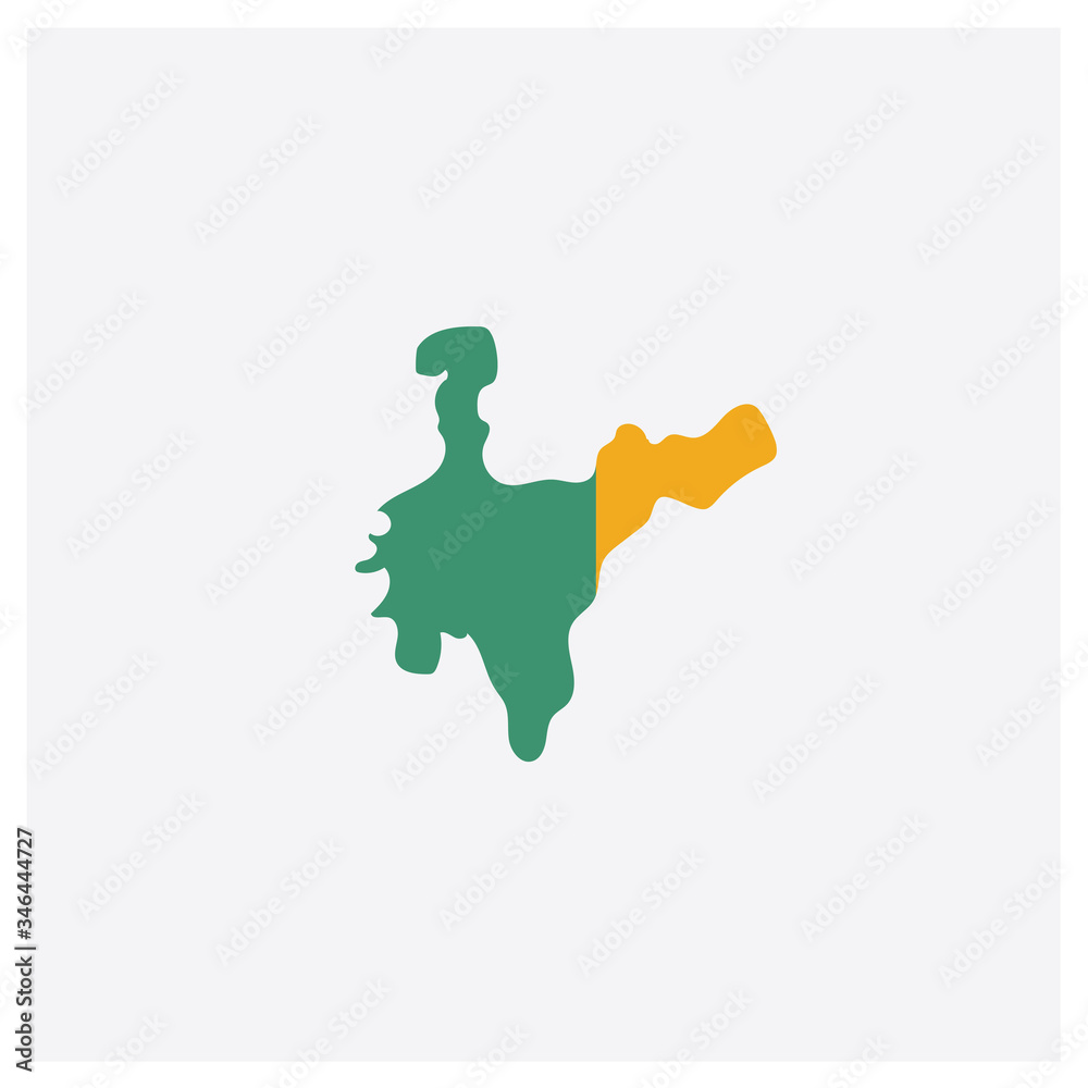 India map concept 2 colored icon. Isolated orange and green India map ...
