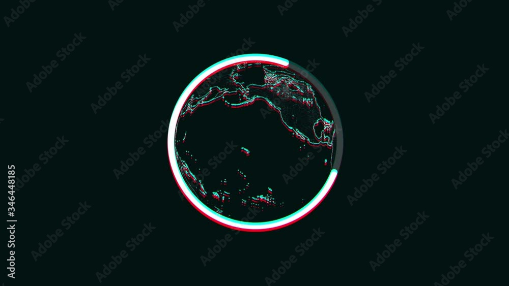 Abstract Earth Icon With Digital Glitch Effects/ 4k animation of a hi ...