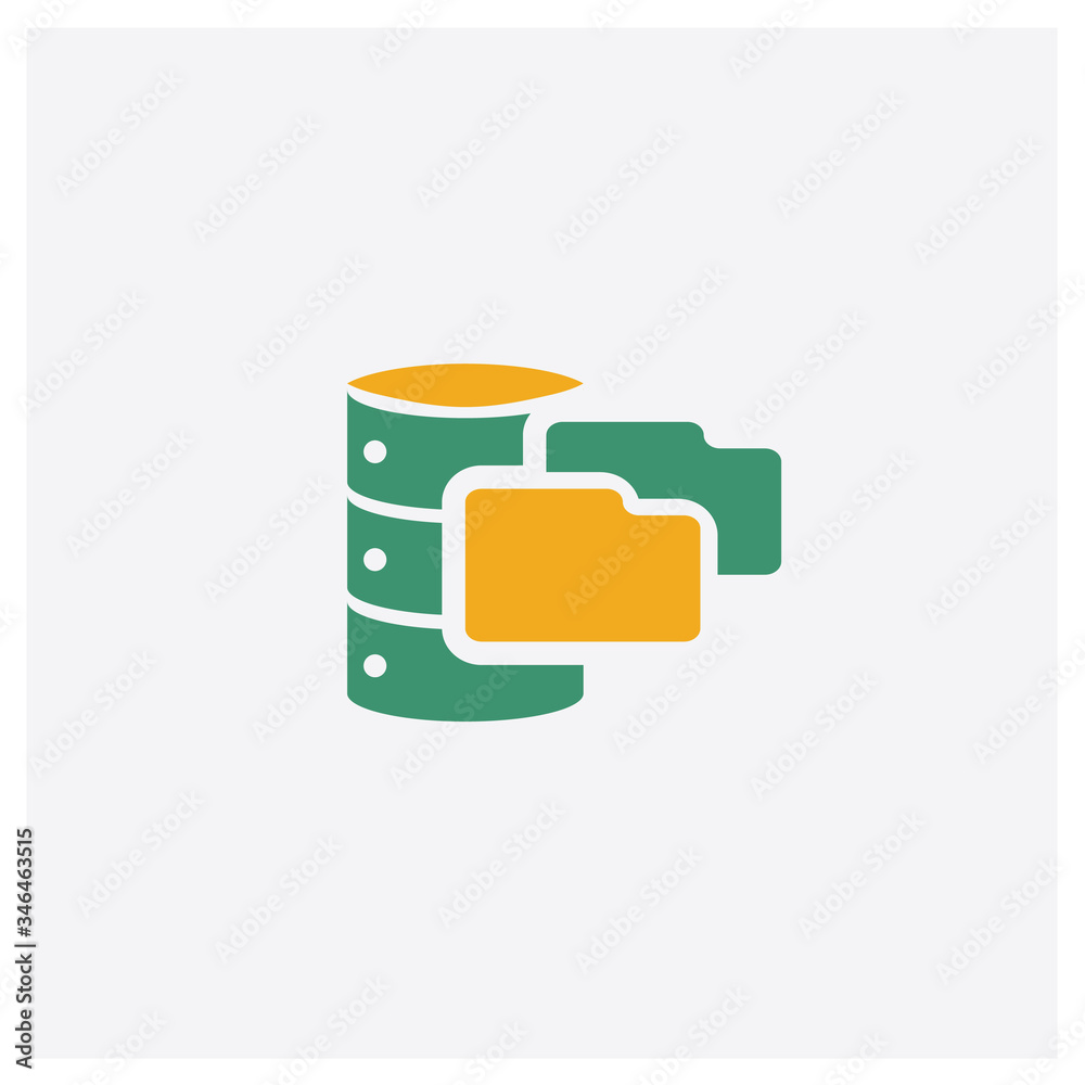 Data concept 2 colored icon. Isolated orange and green Data vector ...
