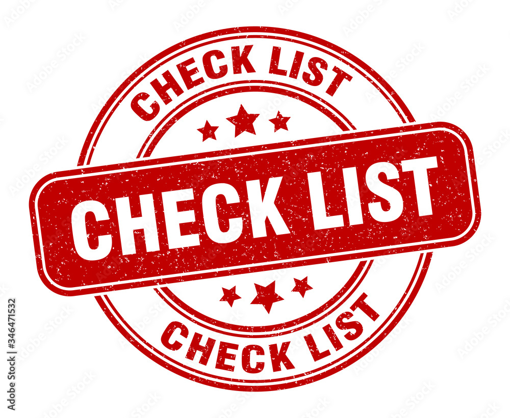 check list stamp. check list label. round grunge sign Stock Vector ...