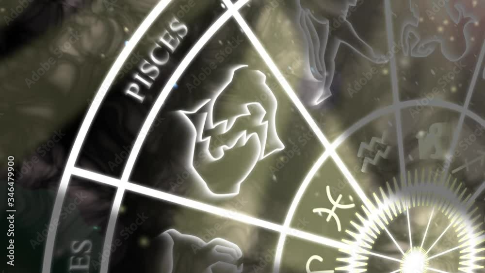 Pisces zodiac sign. 4K animation of the Pisces symbol and star sign ...