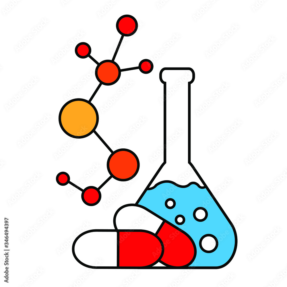 Pharmaceutical engineering vector icon. Drug formulating illustration ...