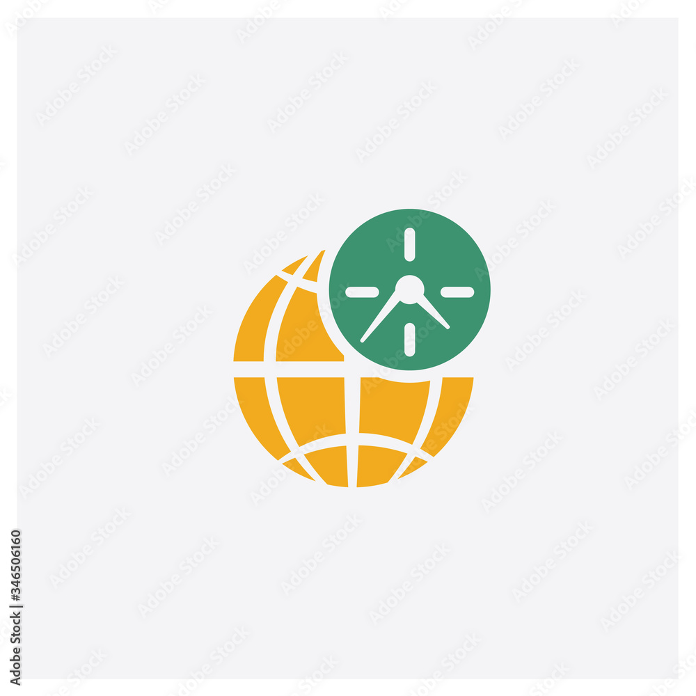 Vetor do Stock: Time Zones concept 2 colored icon. Isolated orange and ...