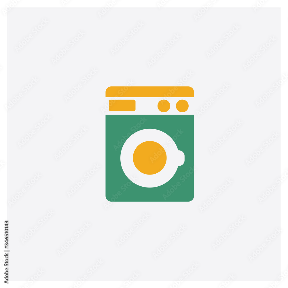 Washing machine concept 2 colored icon. Isolated orange and green ...