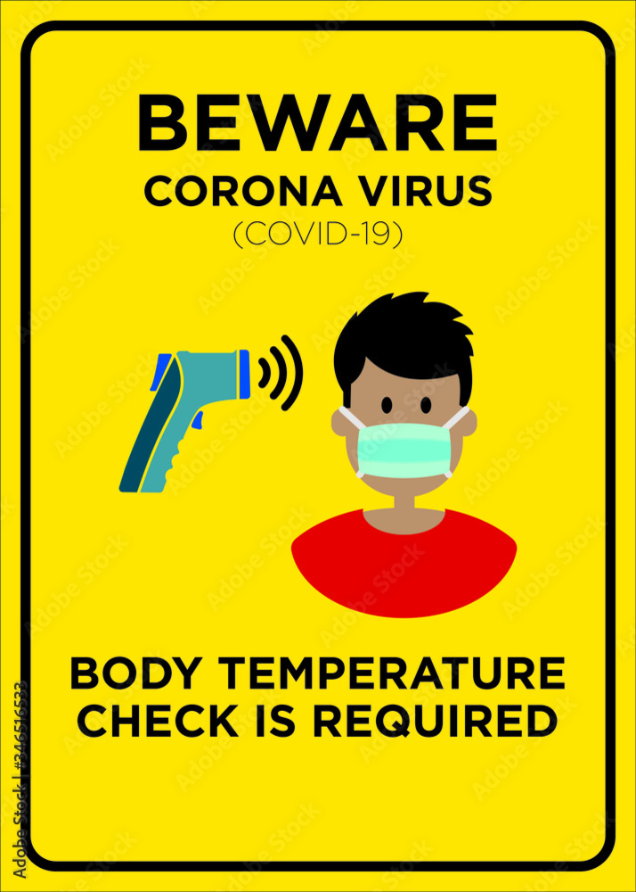 Vector Poster: Corona Virus (COVID-19), Body Temperature Check is ...