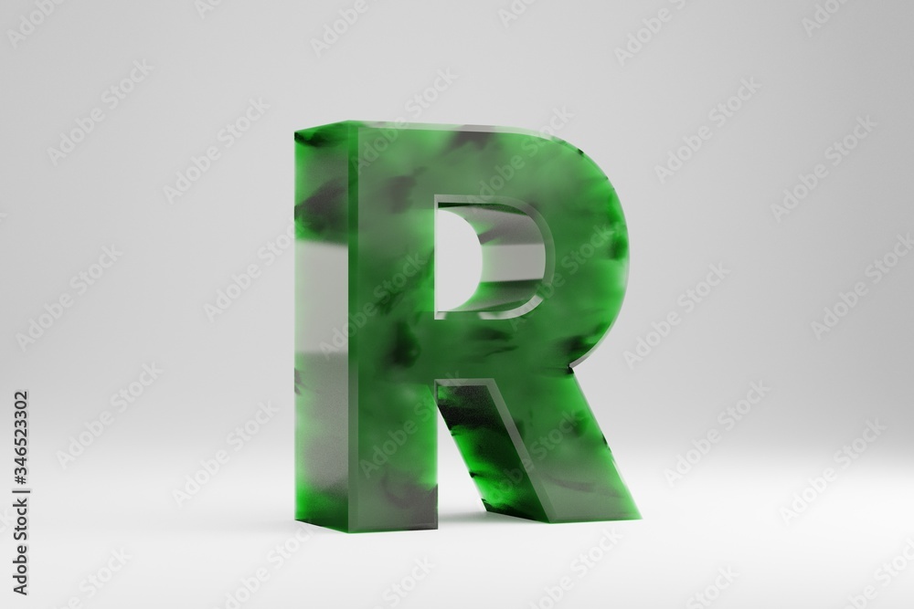 Jade 3d letter R uppercase. Jade letter isolated on white background ...