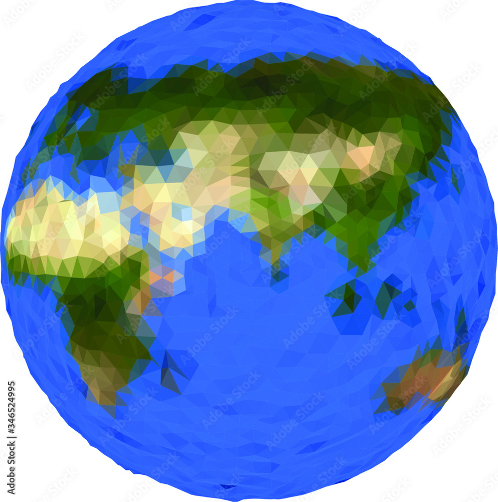 Vector low poly earth globe illustration. Eurasia, Africa, Australia ... Vector low poly earth globe illustration. Eurasia, Africa, Australia ...