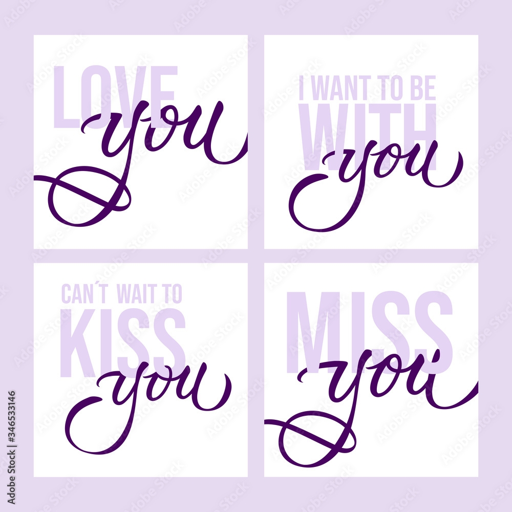 Set of phrases for cards. Modern card templates with calligraphic ...