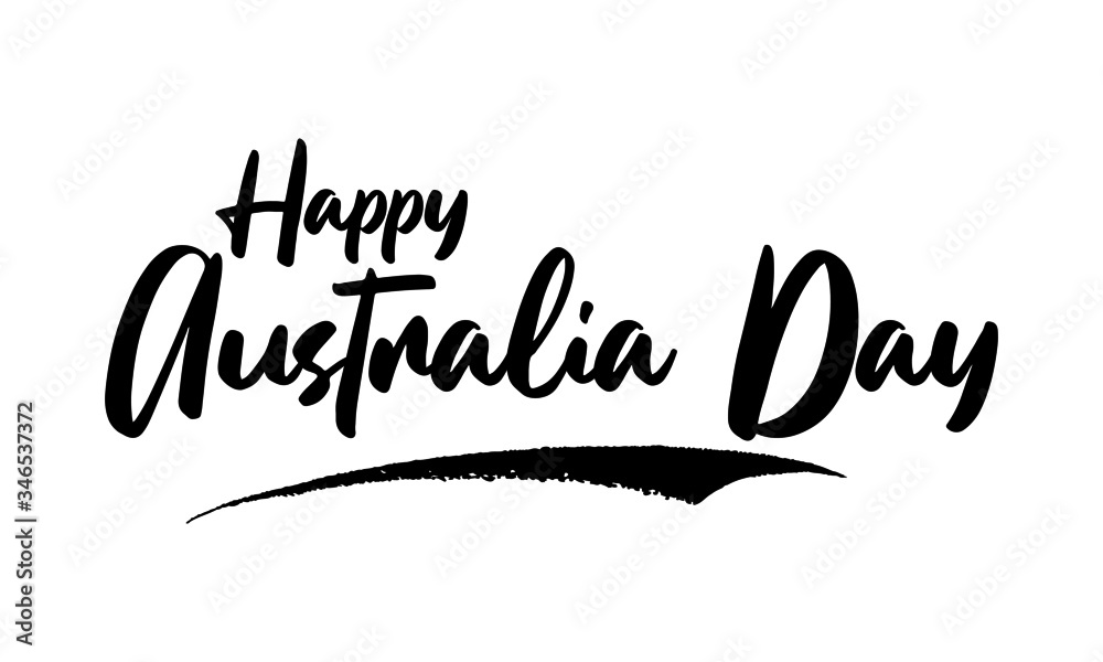 Happy Australia Day Calligraphy Black Color Text On White Background ...