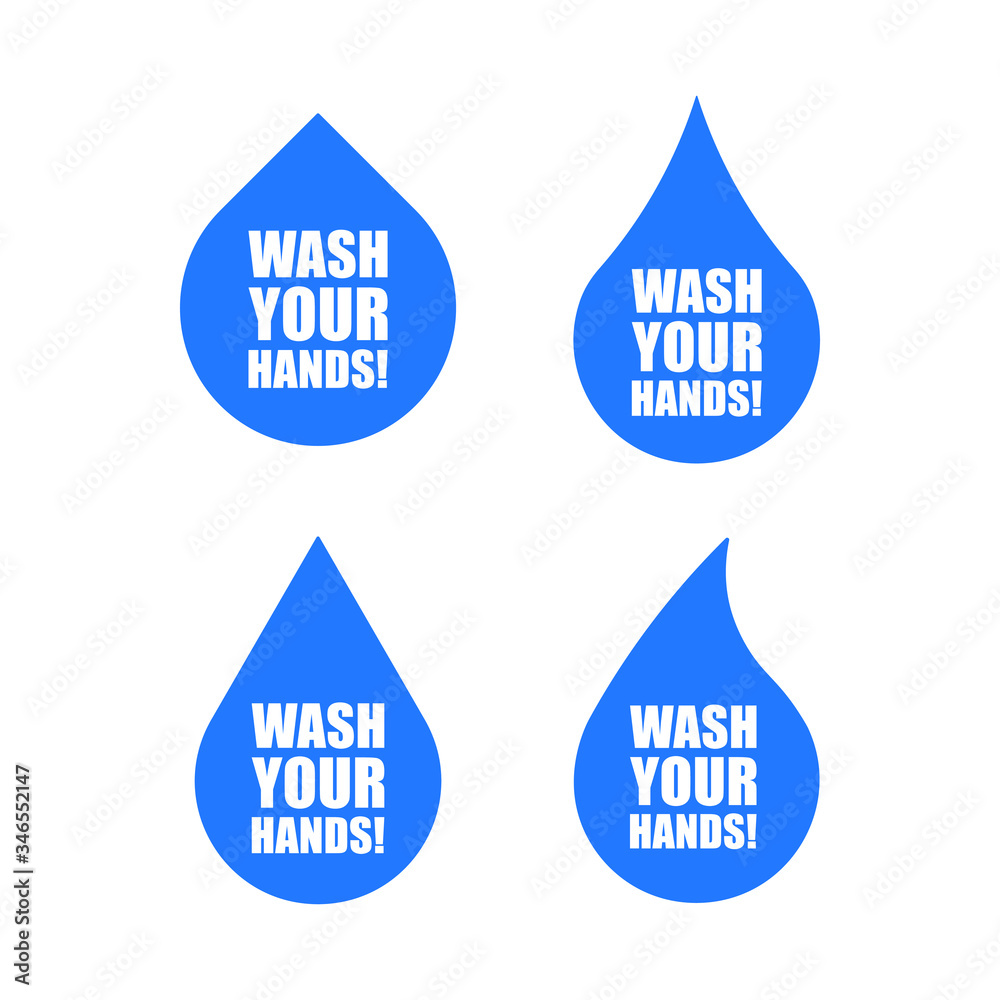 Wash your hands in drop shape sign. Sanitatize symbol. Covid-19 hand ...