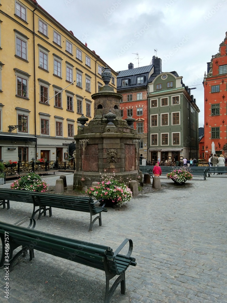 Stockholm, Sweden. August 21, 2017: the famous fountain, oldest and ...