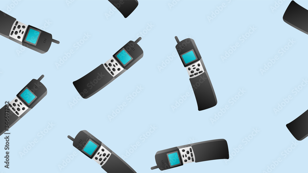 Seamless pattern of retro old hipster cell mobile phones from the 70s ...
