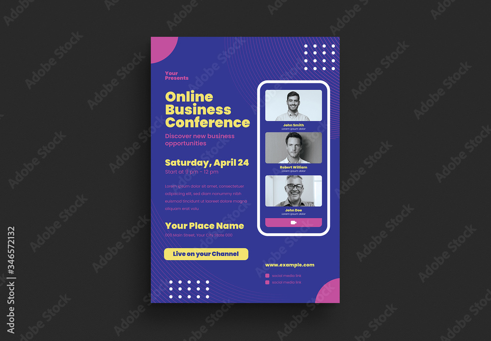 Online Business Conference Flyer Layout Stock Template | Adobe Stock