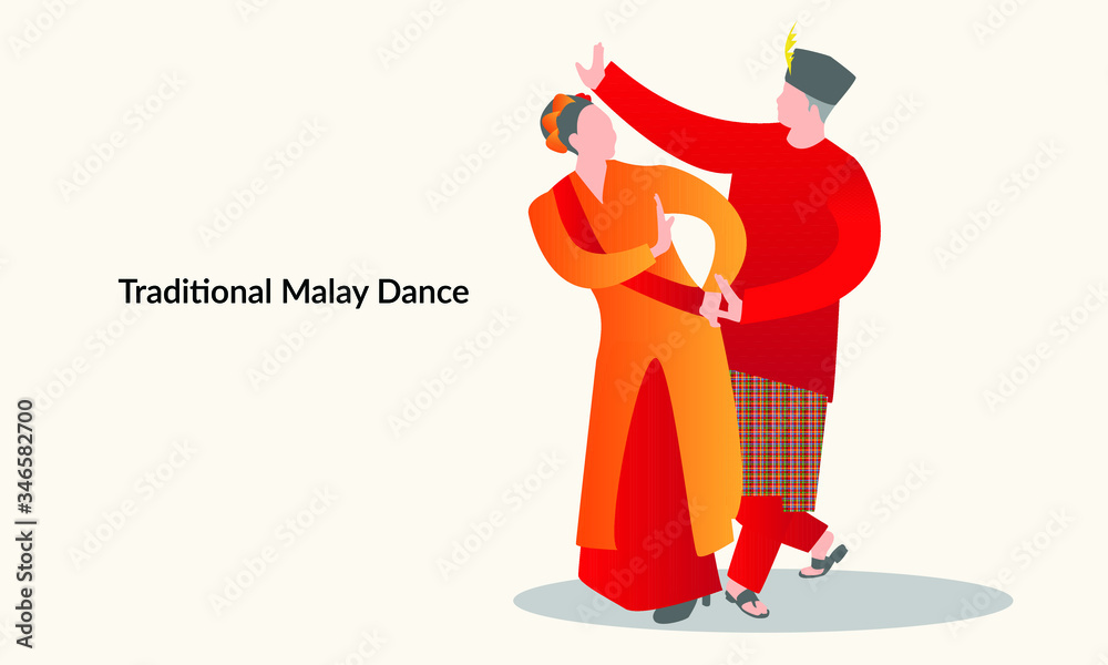 Vector illustration of a Malaysian couple performing a transitional ...