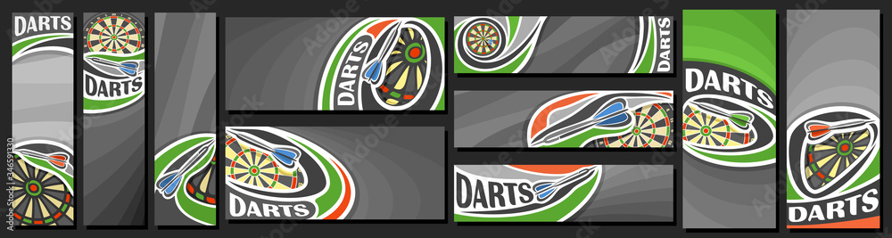 Vector set of Darts Banners, vertical and horizontal decorative art ...