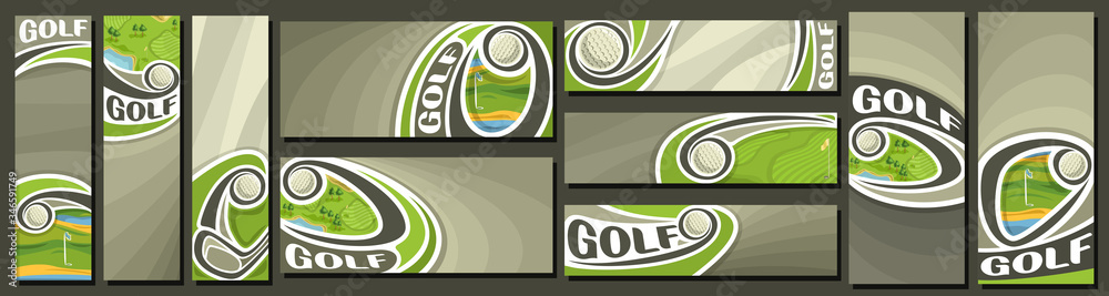 Vector set of Golf Banners, vertical and horizontal decorative art ...