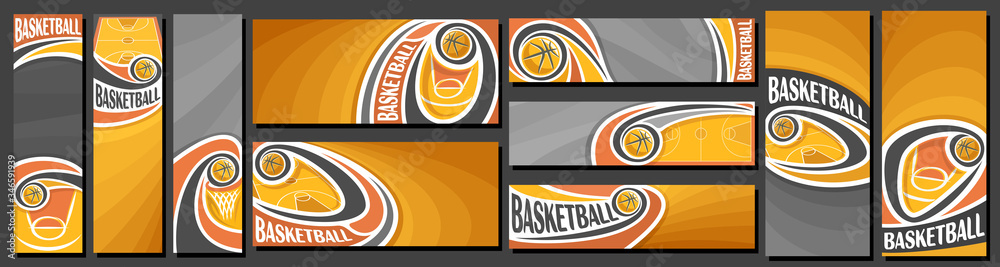 Vector set of Basketball Banners, vertical and horizontal decorative ...