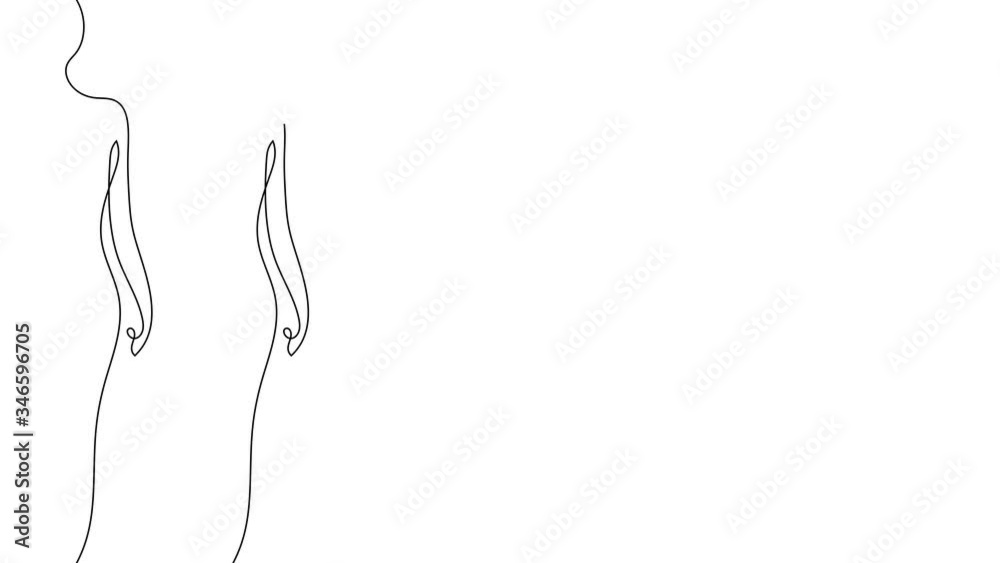 Abstract human body silhouette continuous line drawing. One line Art ...