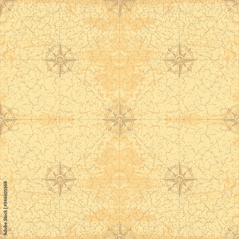 vector image of ancient sea map of sea routes of medieval ships ...