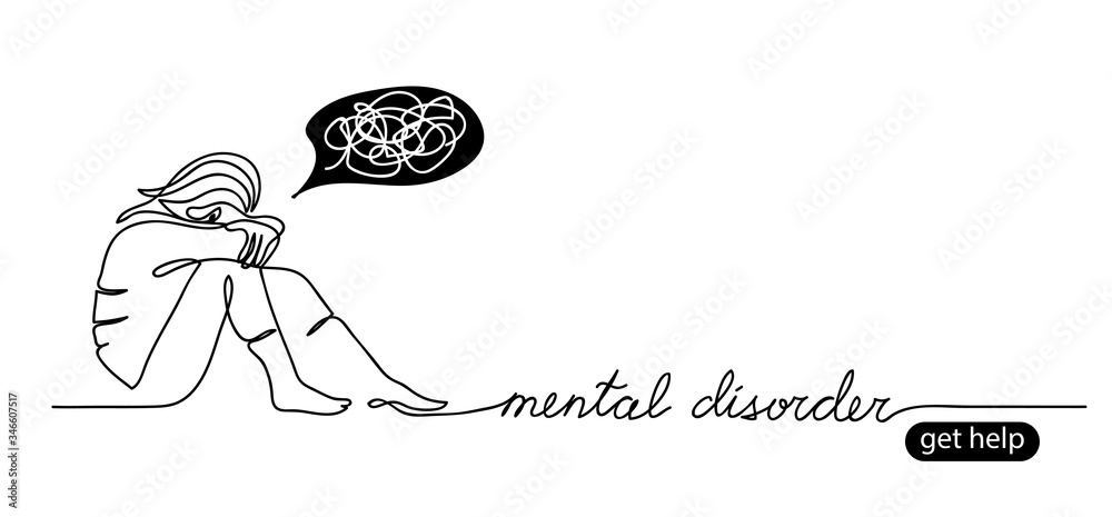 Psychologist support simple vector background, web banner. Get help ...