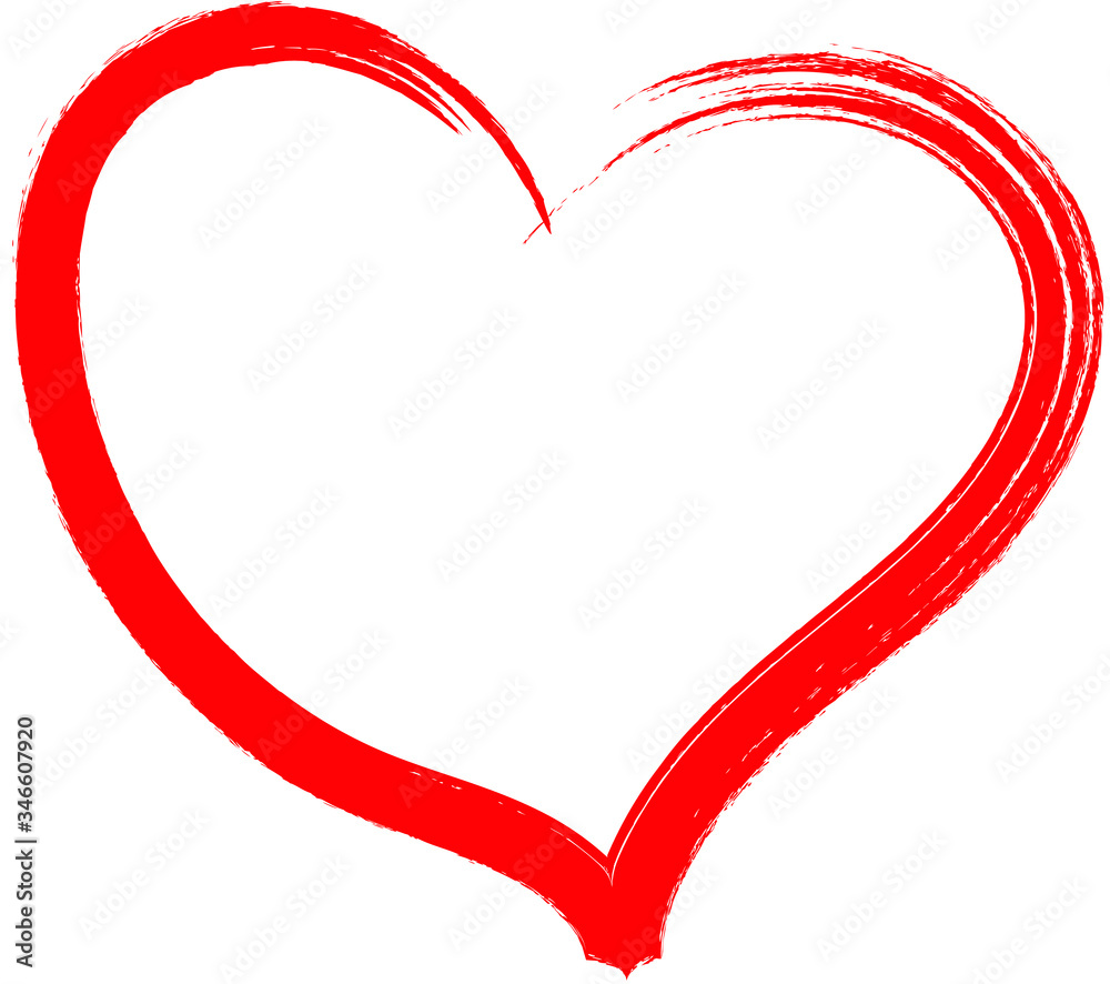 Red heart - outline drawing for an emblem or logo. Template for ...