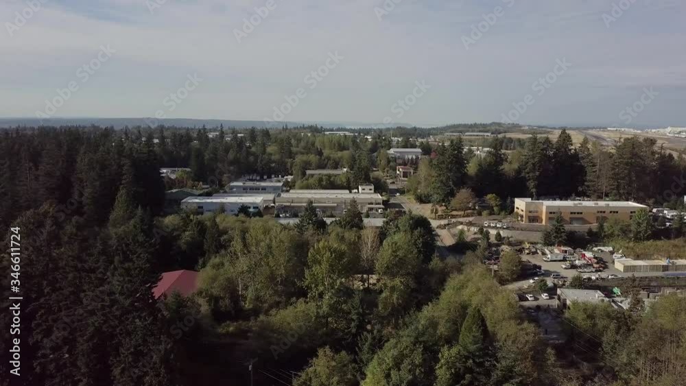 4K. Aerial view from above, the camera soars in height over a ...