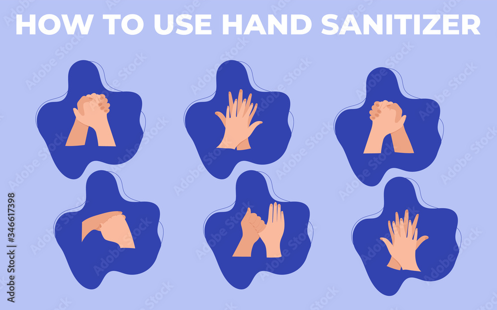How to use hand sanitizer procedure to desinfect hands. Personal ...
