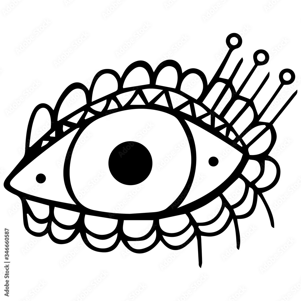 Black and white stylized eye in tribal style of Native Americans. Hand ...