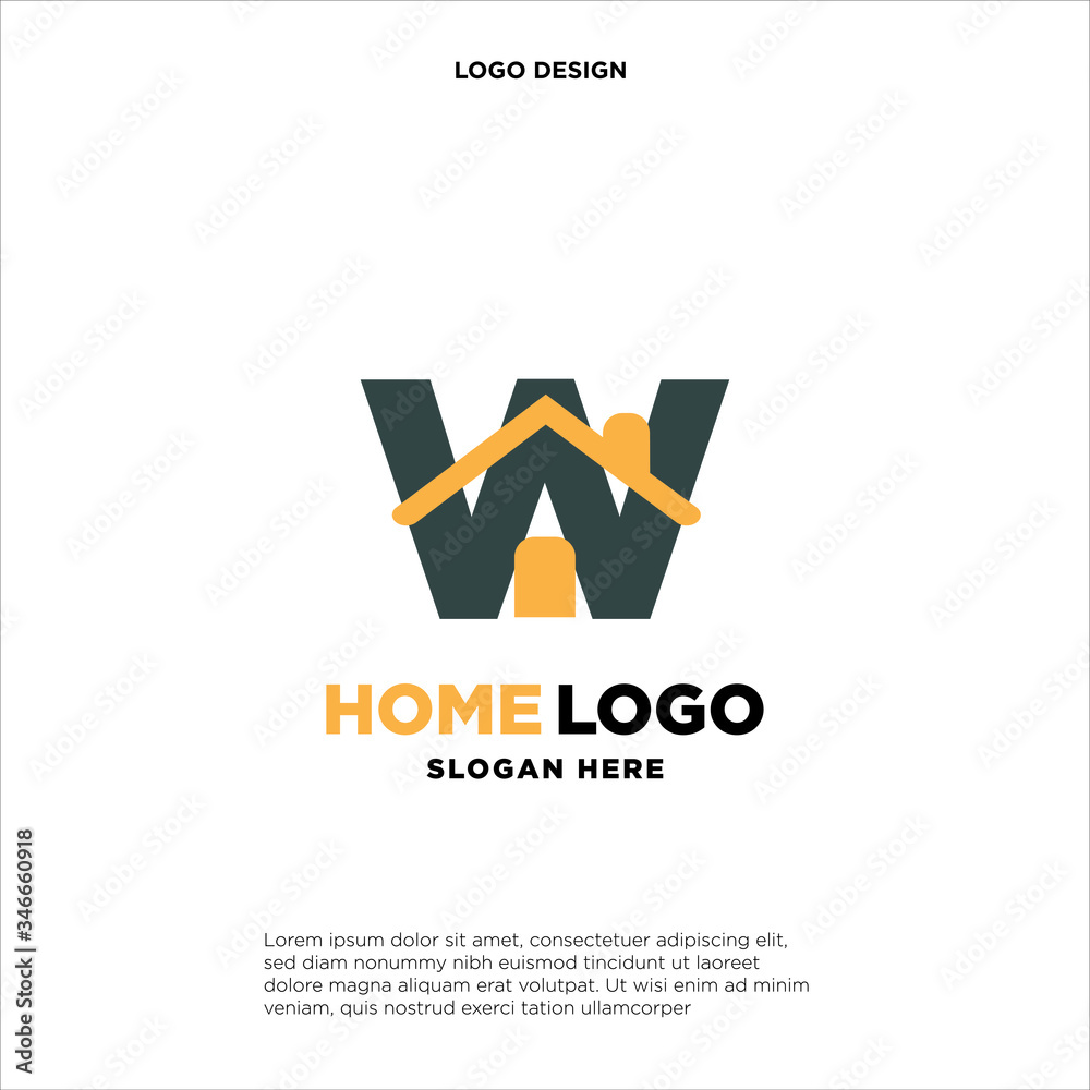 Initial Letter Logo W Letter With House Concept Logo Design Stock ...