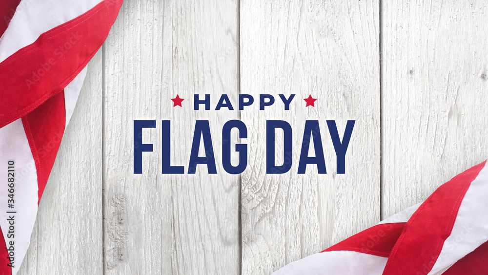 Happy Flag Day Text Over White Wood Wall Texture Background and ...