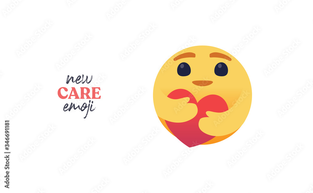 I care. New social media emoticon reaction. Hugging a heart, symbol of ...
