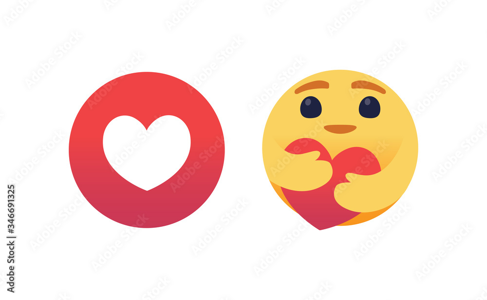I care. New social media emoticon reaction. Hugging a heart, symbol of ...