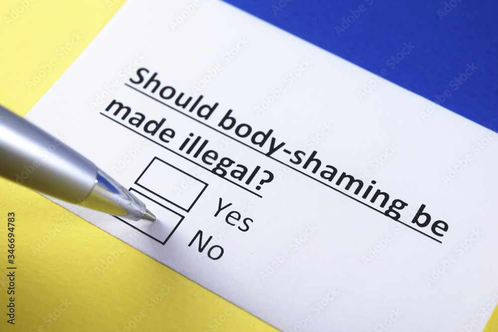 Should body-shaming be made illegal? Yes or no? ภาพถ่ายสต็อก | Adobe Stock